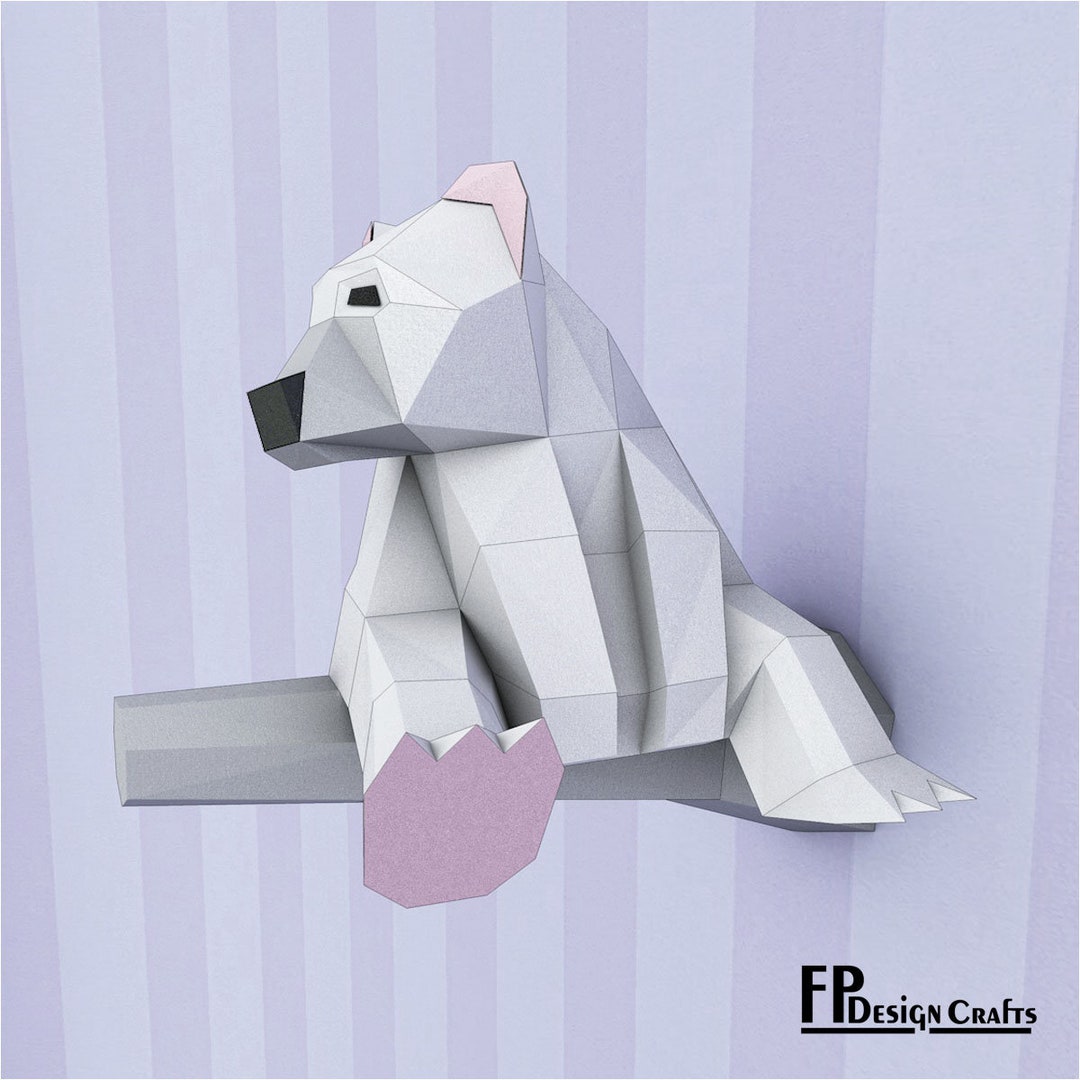 Polar Bear Papercraft , DIY Bear 3D, Low Poly Bear, 3D Origami Bear ...