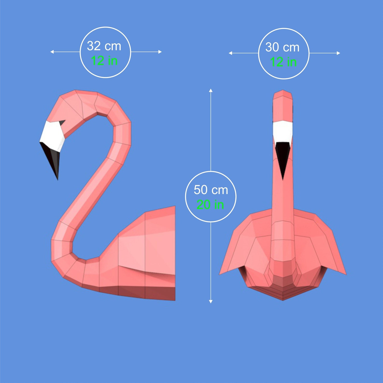 Pink Flamingo Papercraft, Low Poly Flamingo, 3D Paper Craft Sculpture ...