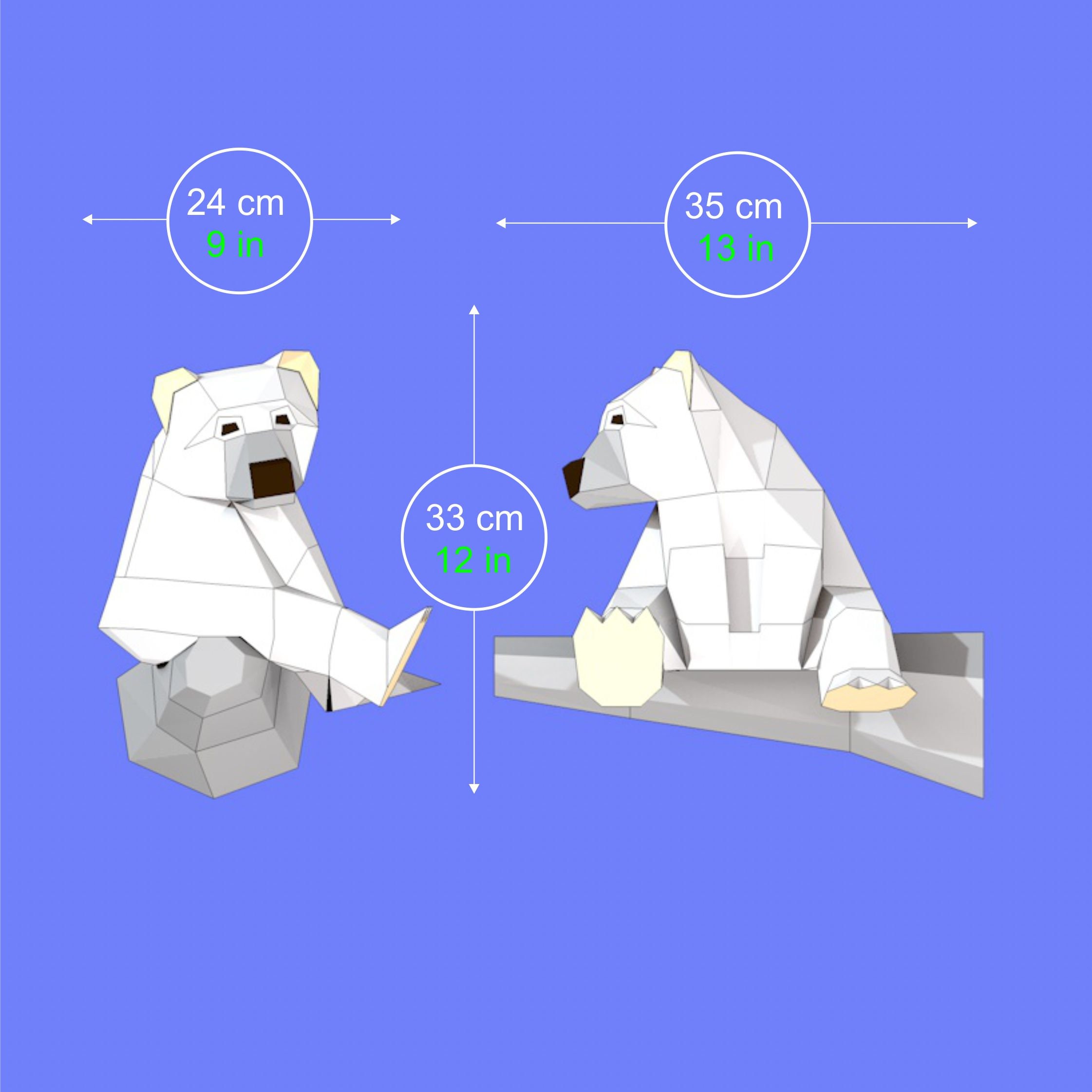 Polar Bear Papercraft , DIY Bear 3D, Low Poly Bear, 3D Origami Bear ...