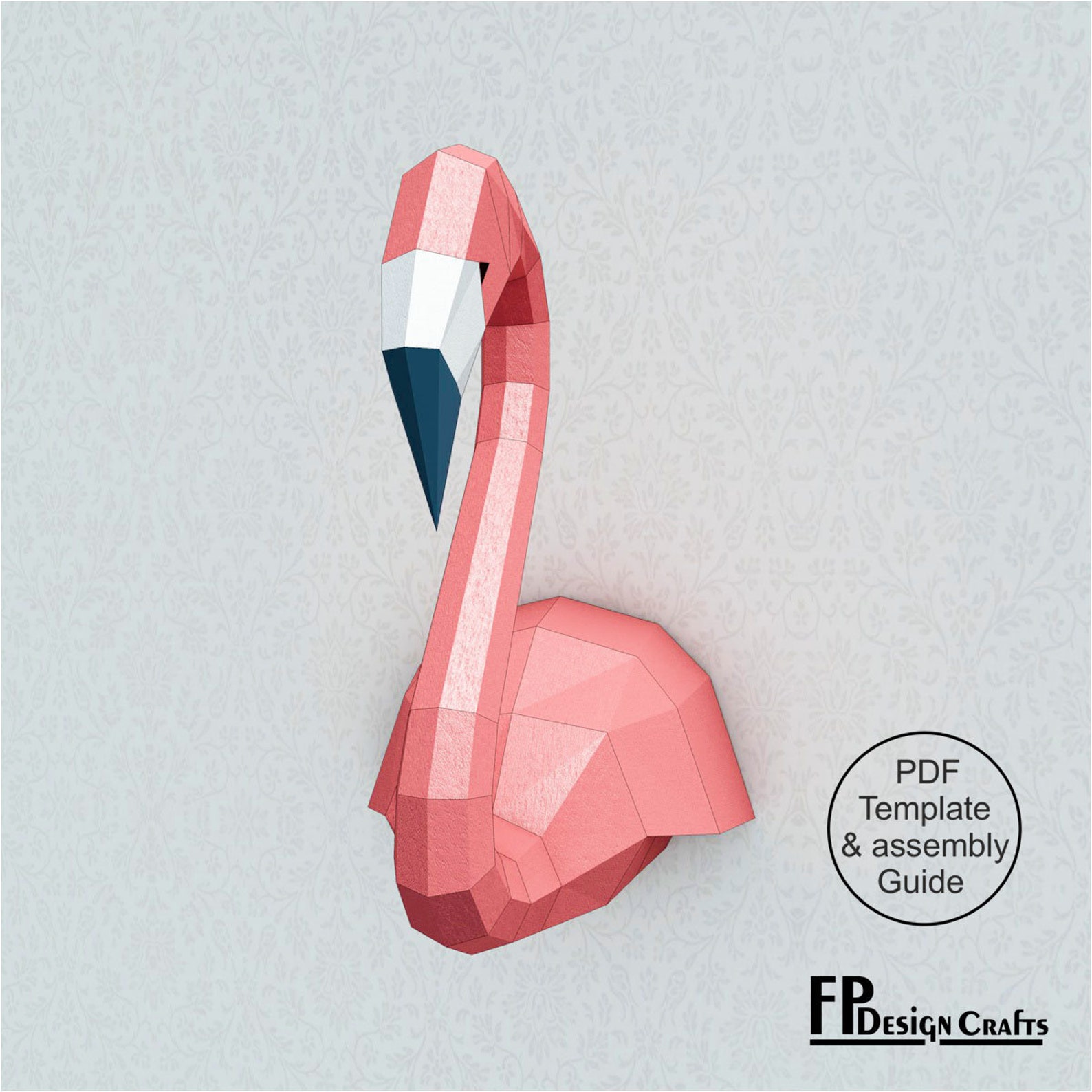 Pink Flamingo Papercraft, Low Poly Flamingo, 3D Paper Craft Sculpture ...