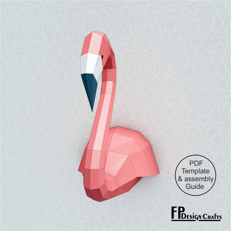 Pink Flamingo Papercraft, Low Poly Flamingo, 3D Paper Craft Sculpture ...