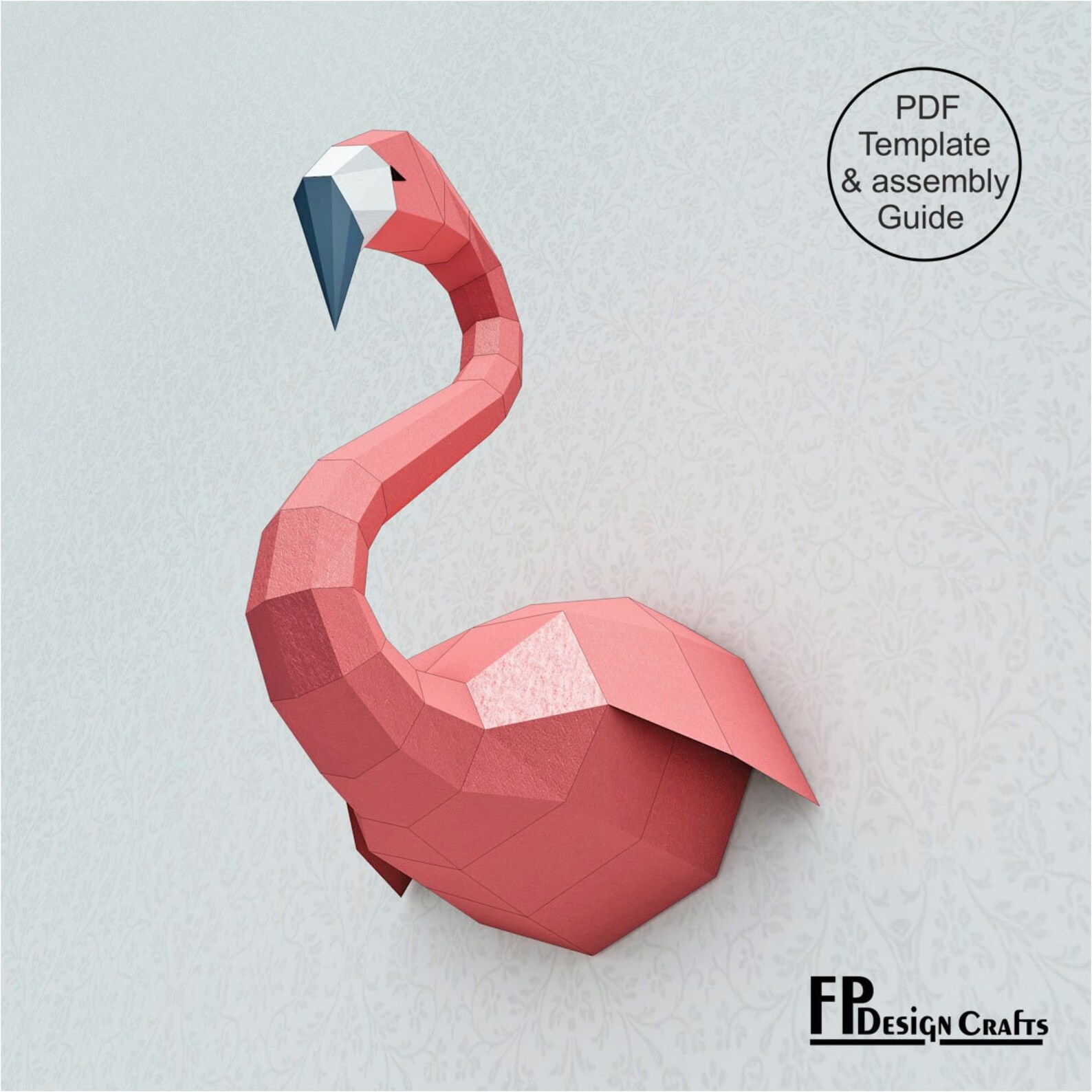 Pink Flamingo Papercraft, Low Poly Flamingo, 3D Paper Craft Sculpture ...
