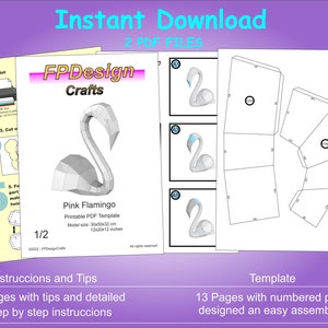 Pink Flamingo Papercraft, Low Poly Flamingo, 3D Paper Craft Sculpture ...