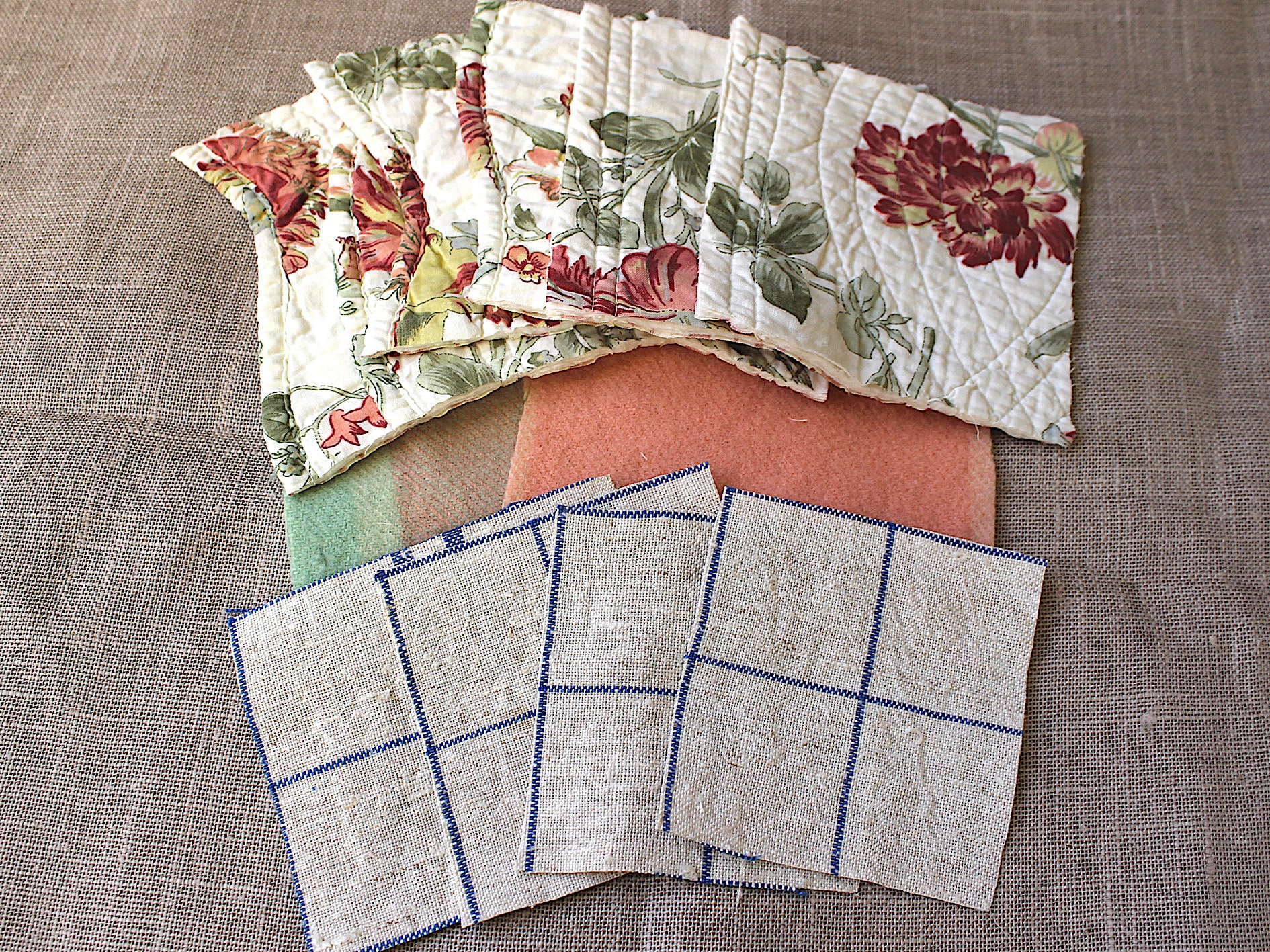 Vintage Fabric Bundle Textile Bundle Slow Stitching - Etsy