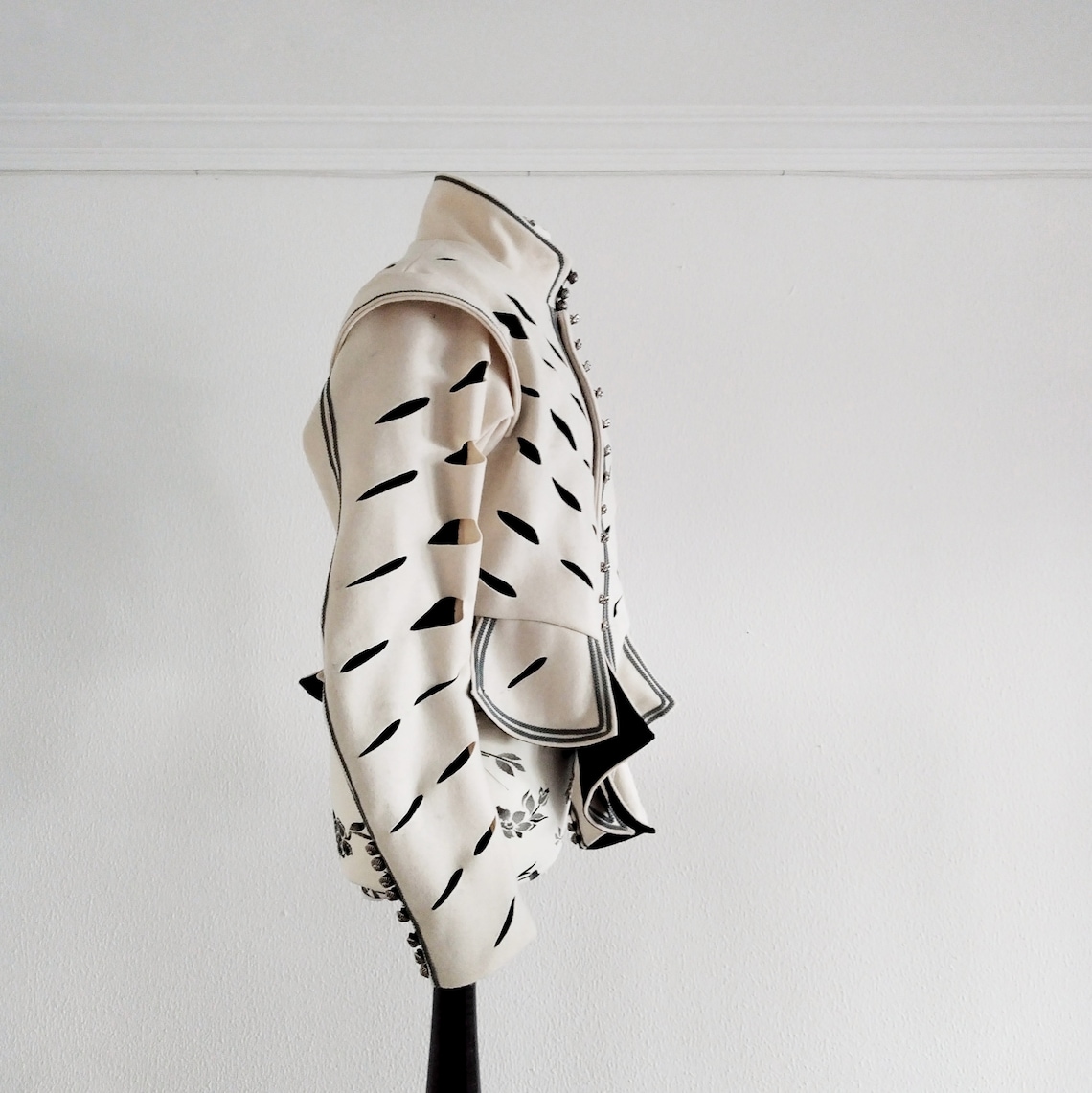 Woolen Black and White Slashed Doublet, Jacket for Historical ...