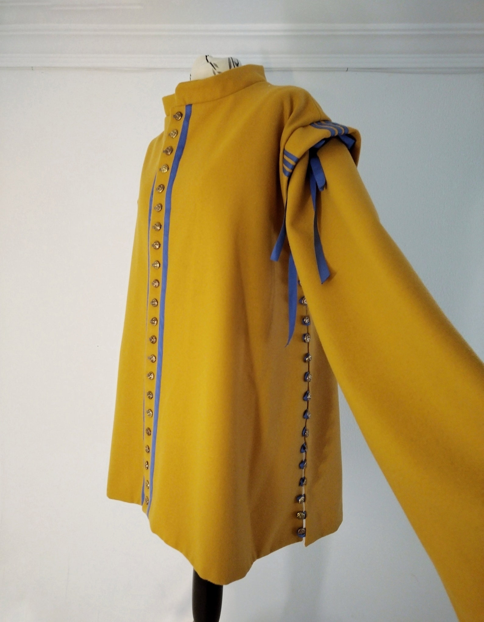 Musketeer Yellow Cloak, Tabard or Cape Made of Wool With Blue Trims and ...