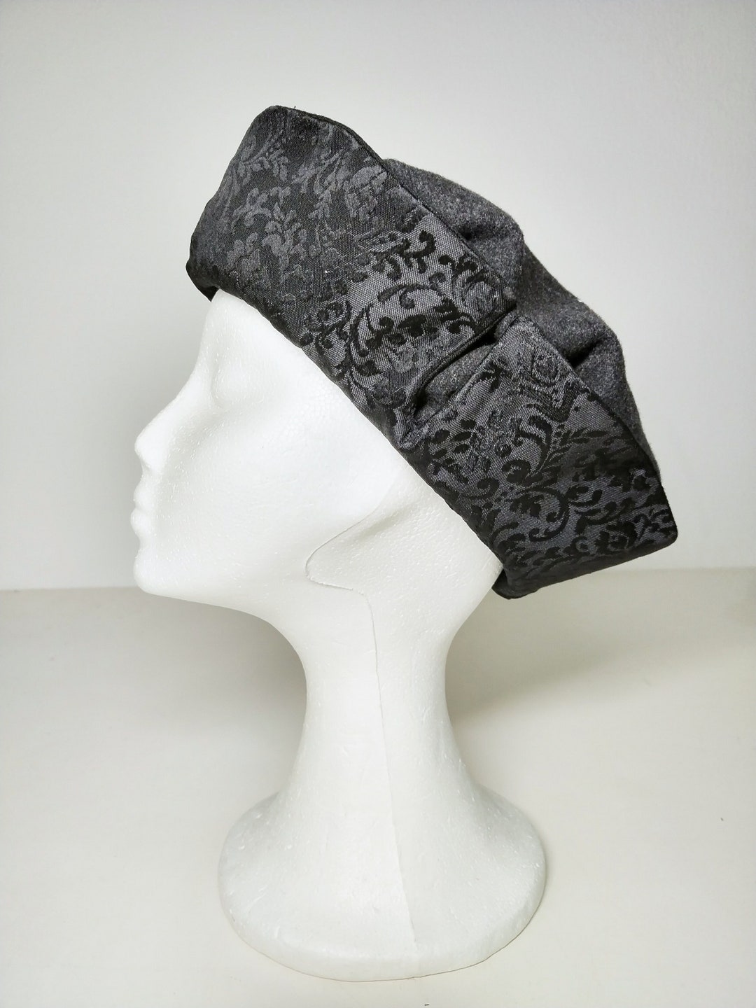 Late Medieval Headpiece, XV Century Gray and Black Woolen, Linen and ...
