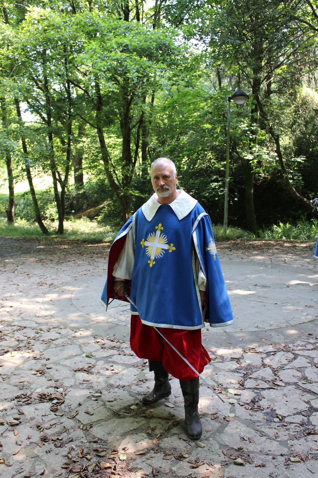 Historical Musketeer Cape, Blue Wool Cape With Red Interior Embroidered ...