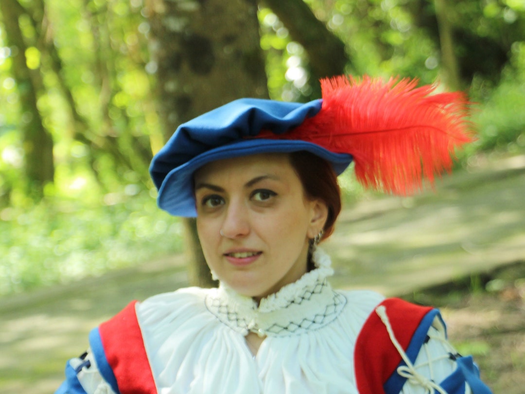 Historical Reenactment Headdress, Blue Renaissance Hat Made of Wool ...