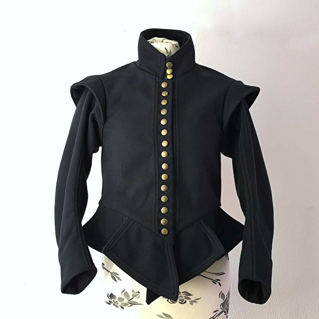 Black Wool Renaissance Doublet With Matching Black Trims Historical ...