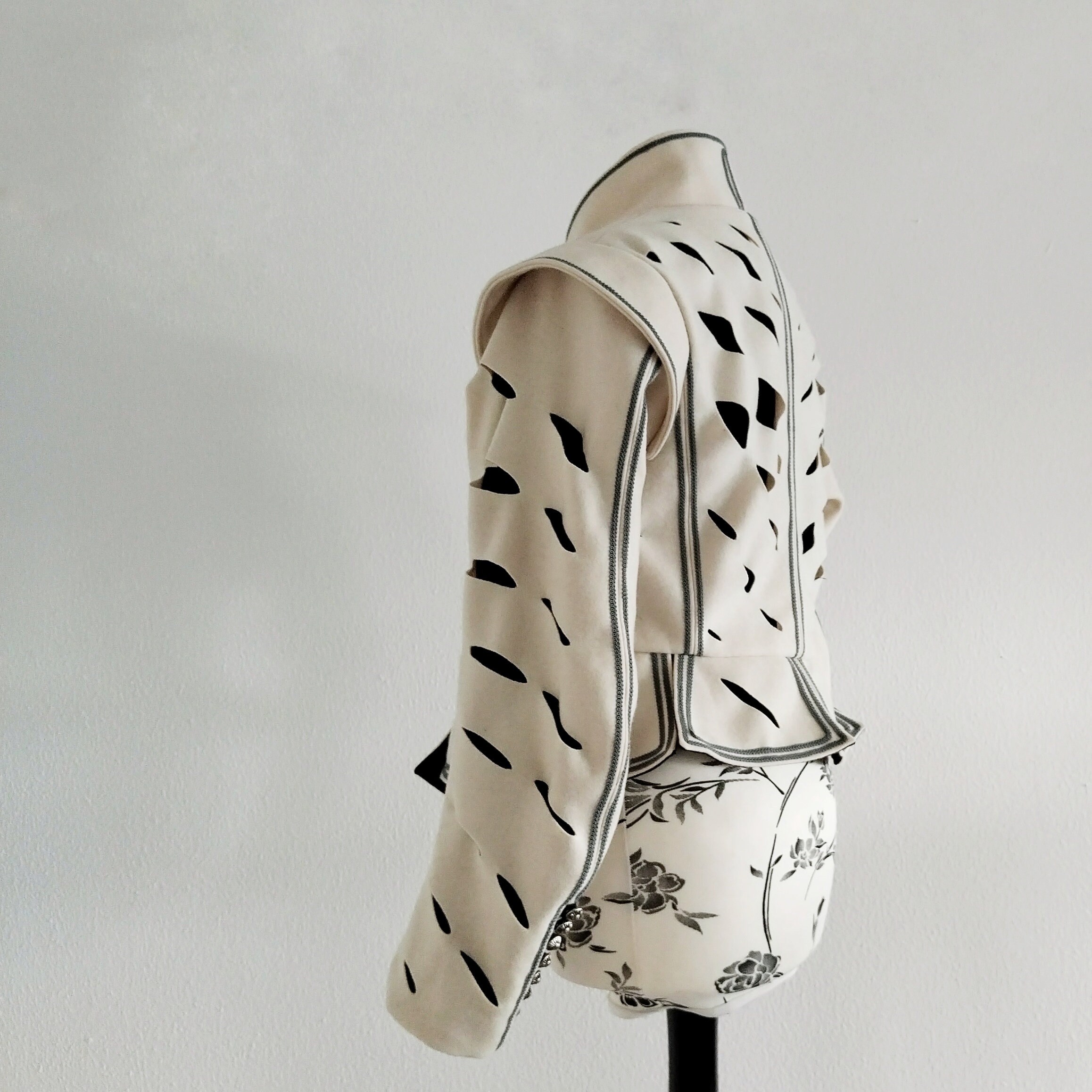 Woolen Black and White Slashed Doublet, Jacket for Historical ...
