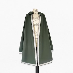 One Shoulder Cloak, Half Cape Made of Green Twill, Decorated With ...