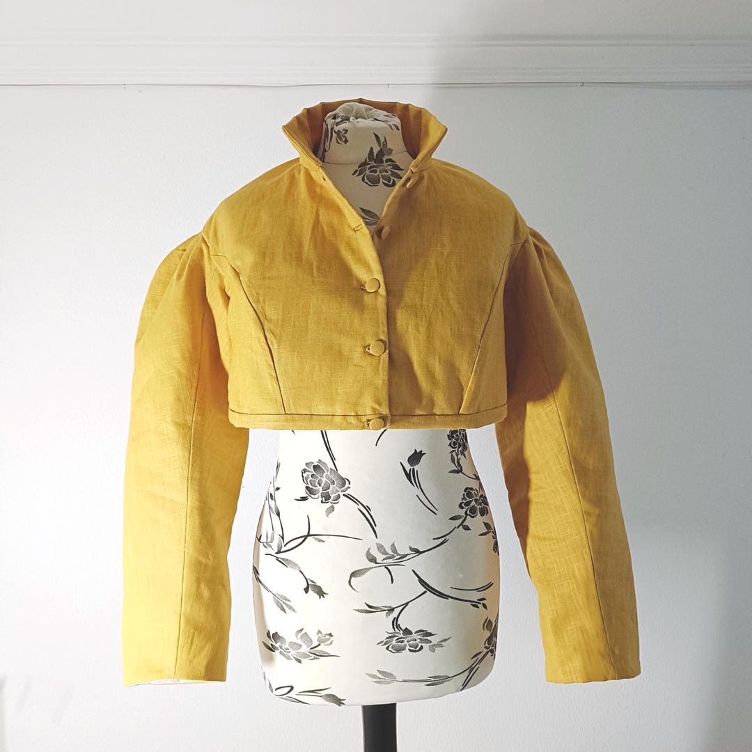 Mustard Yellow Regency Spencer Jacket for Women, Linen Empire Coat ...