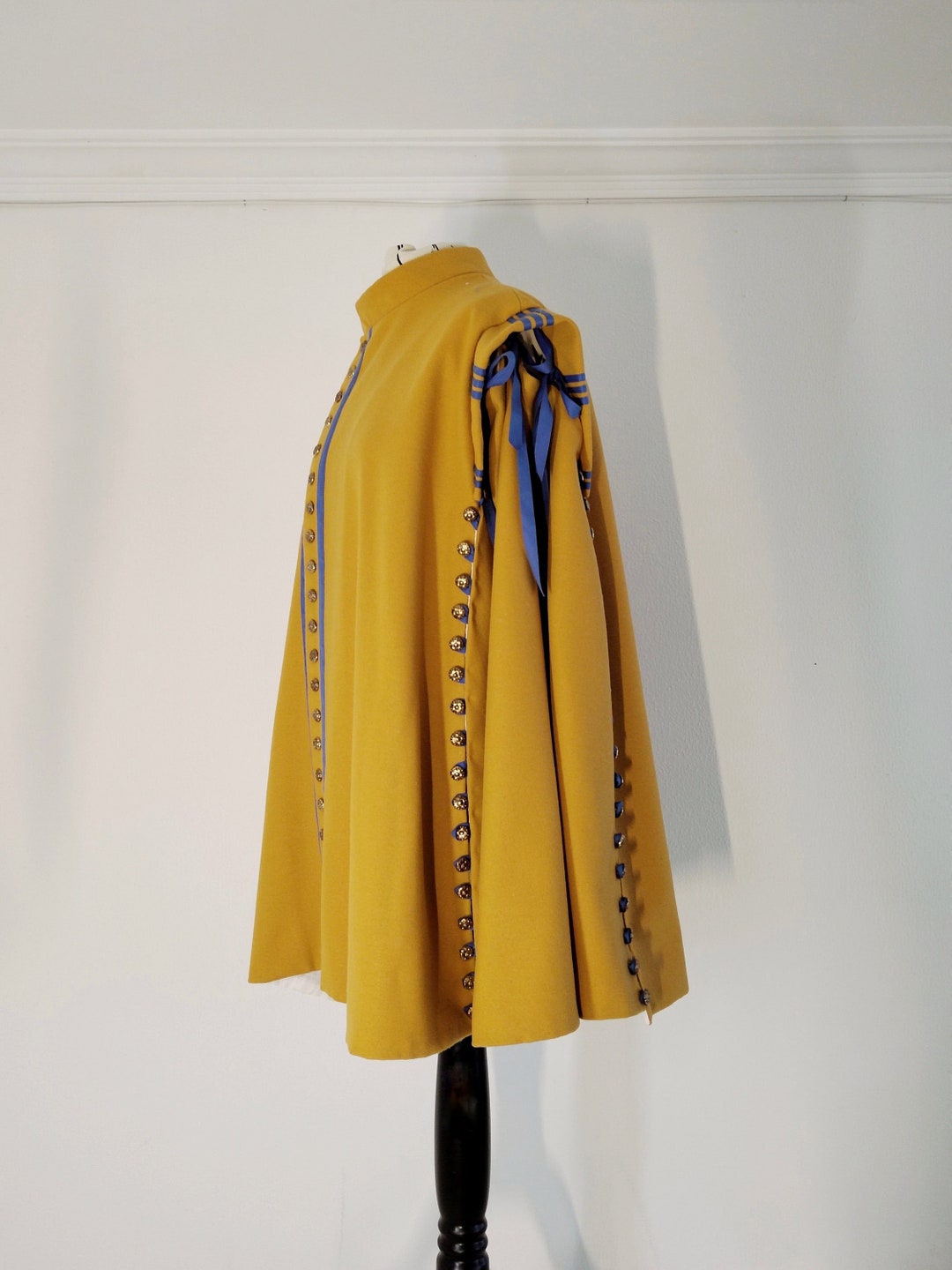 Musketeer Yellow Cloak, Tabard or Cape Made of Wool With Blue Trims and ...