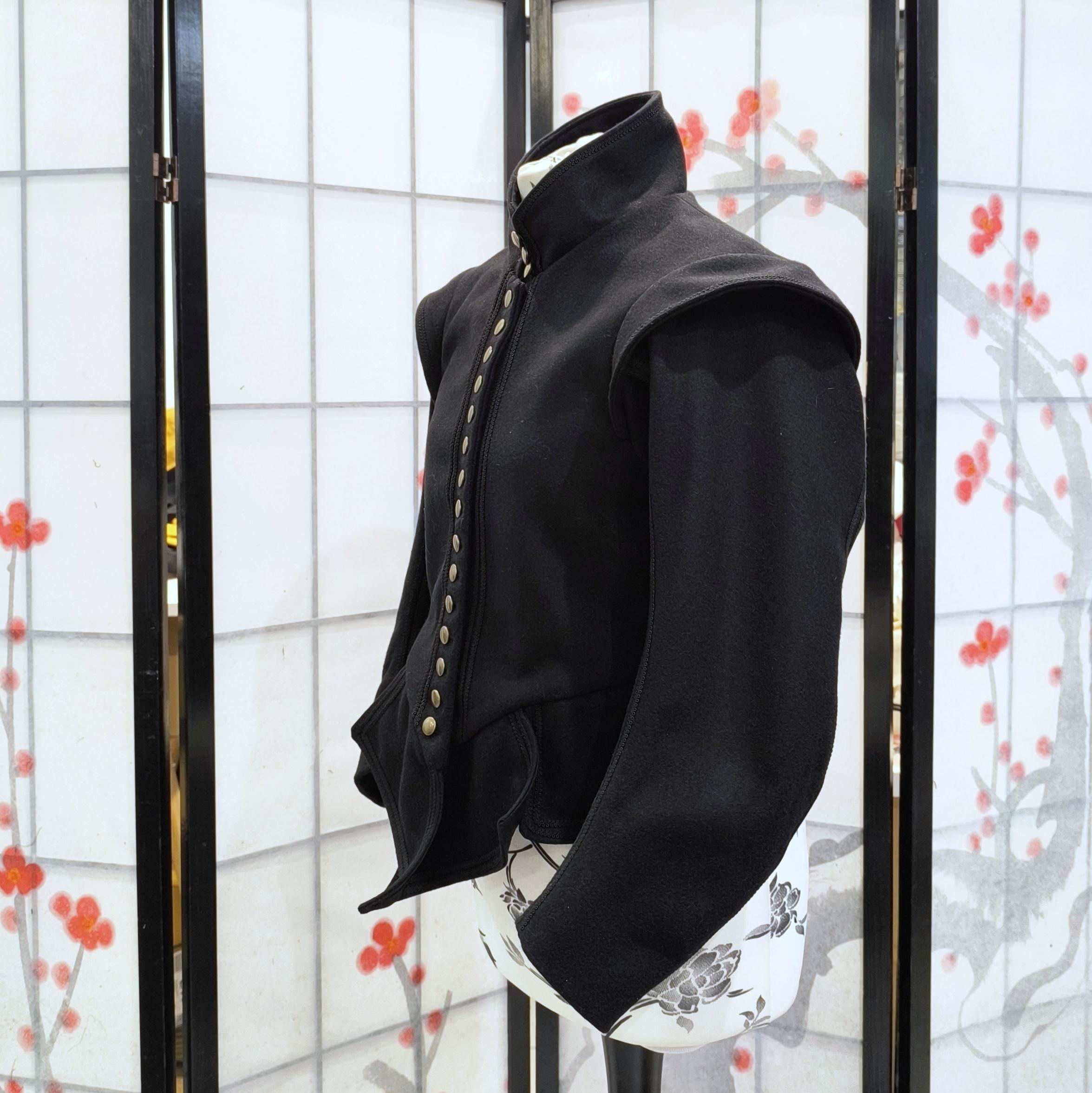 Black Wool Renaissance Doublet With Matching Black Trims Historical ...