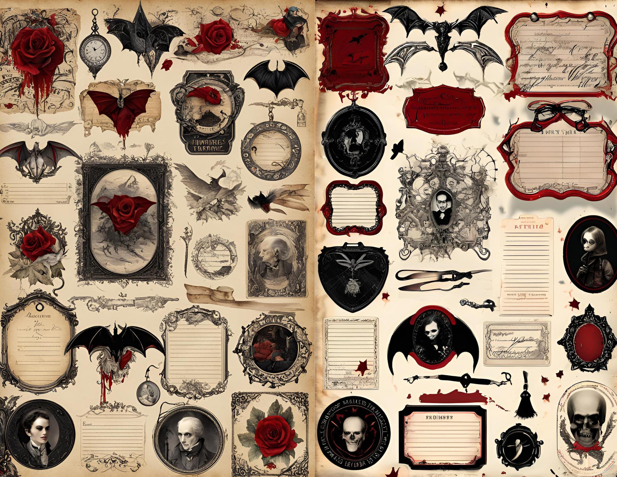Printable Vampire Journal: Gothic Scrapbooking Ephemera (digital ...