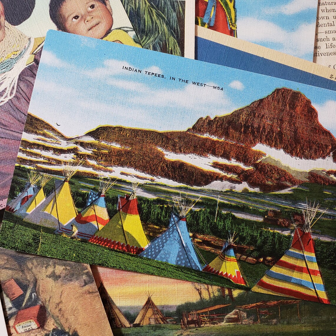 Native American Postcard Set 16 Colorful Post Cards Old | Etsy