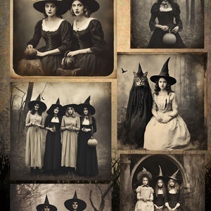 Halloween Creepy Witch Photos, Printable Witchy Photographs, Vintage ...