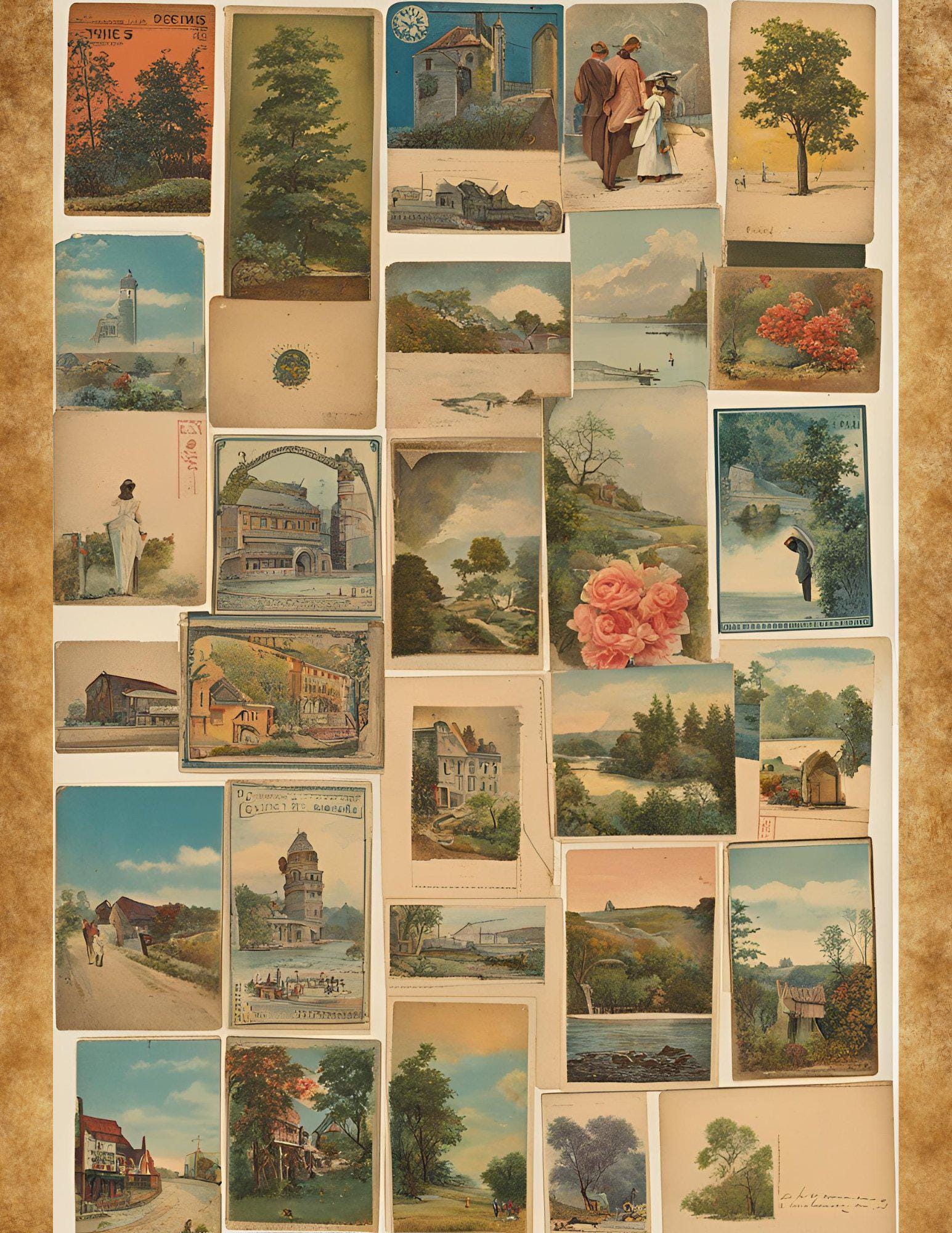 Vintage Postcard Ephemera: Antique Style Collage Sheets (digital ...