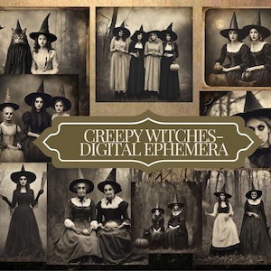 Halloween Creepy Witch Photos, Printable Witchy Photographs, Vintage ...