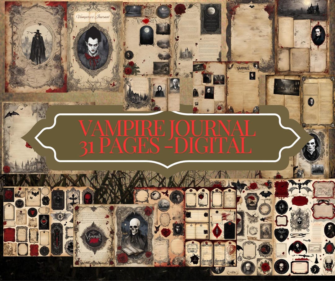 Printable Digital Vampire Journal, 33 Sheets, Gothic, Dark Fantasy ...