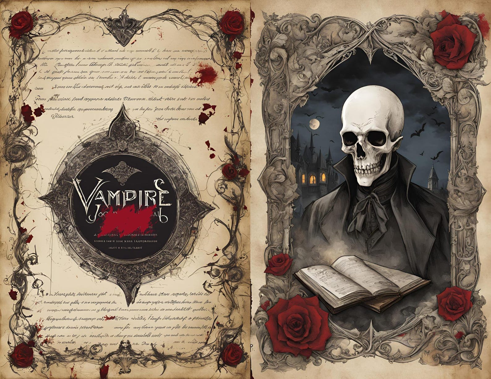 Printable Vampire Journal: Gothic Scrapbooking Ephemera (digital ...