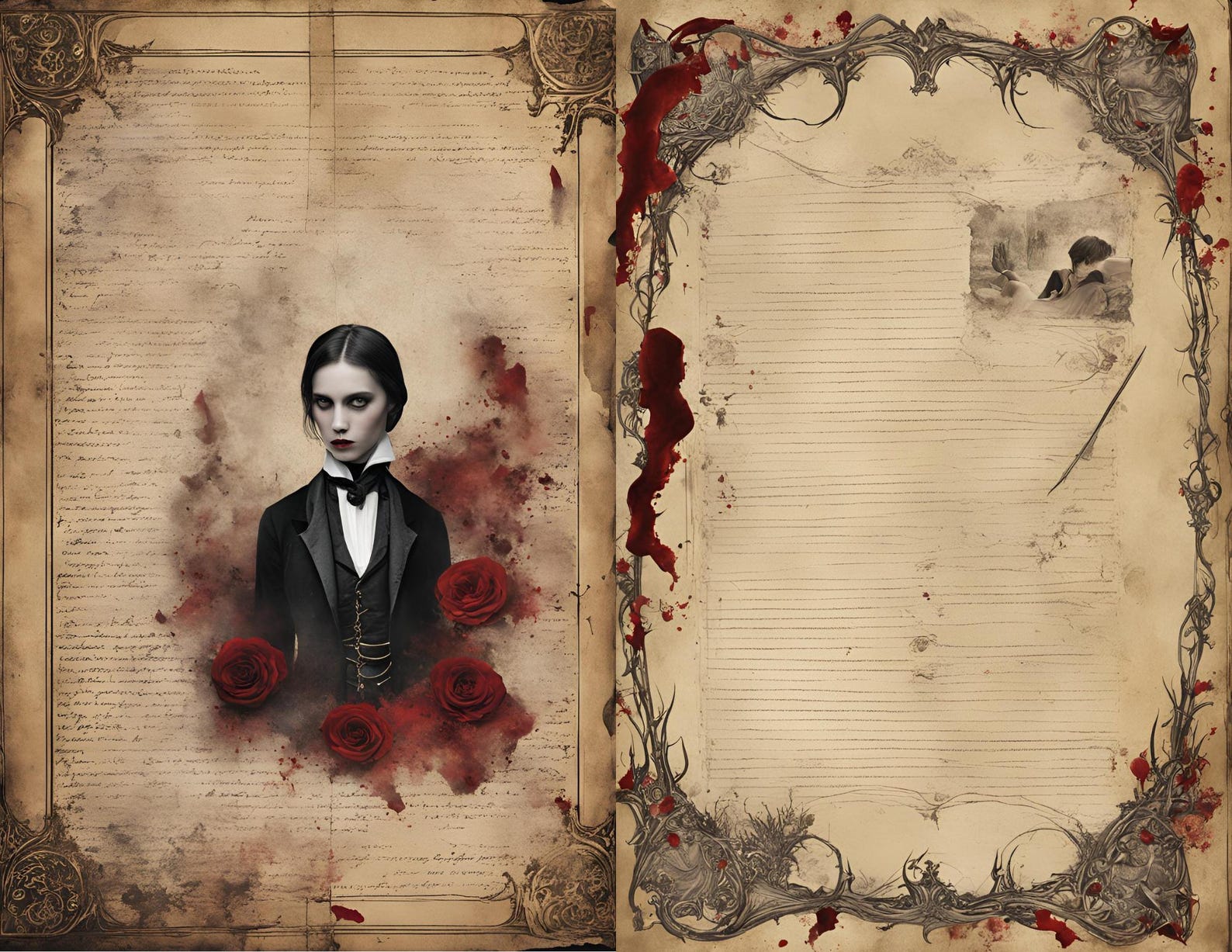 Printable Vampire Journal: Gothic Scrapbooking Ephemera (digital ...