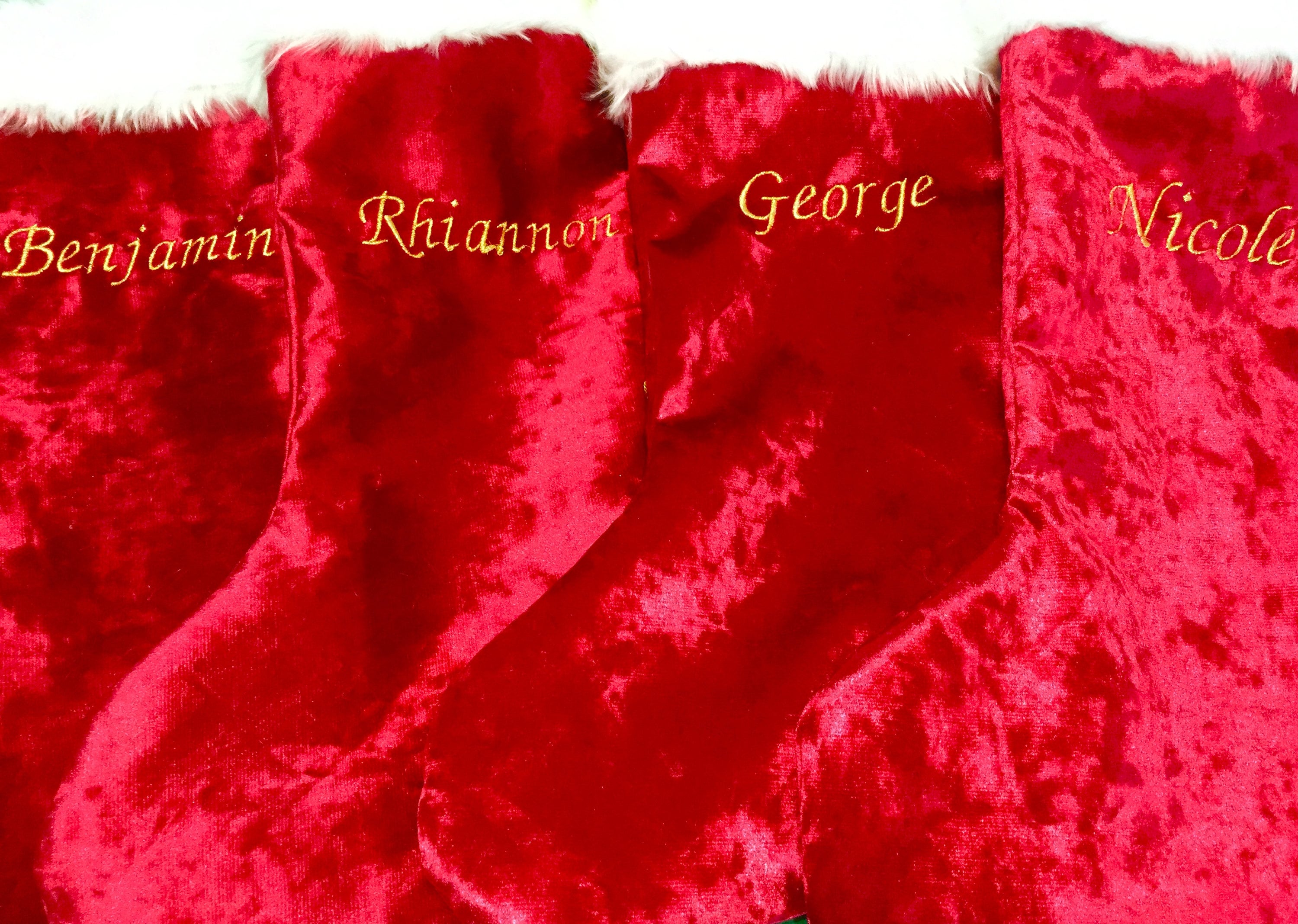Traditional Personalised Red Velvet Classic Christmas Stocking With ...