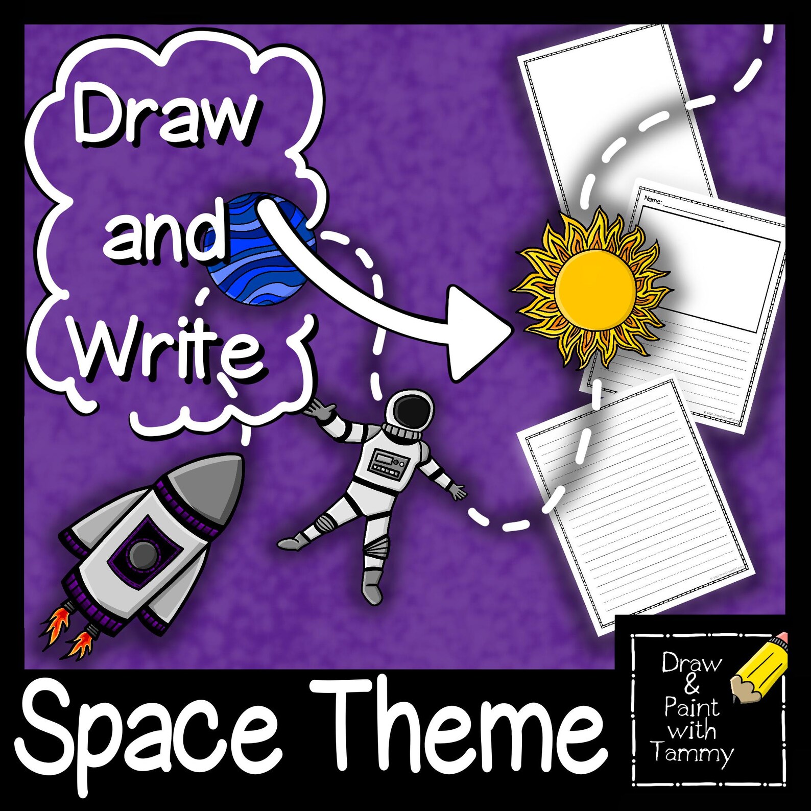 Outer Space Drawing Game: Alien & Spaceship Roll and Draw (printable ...