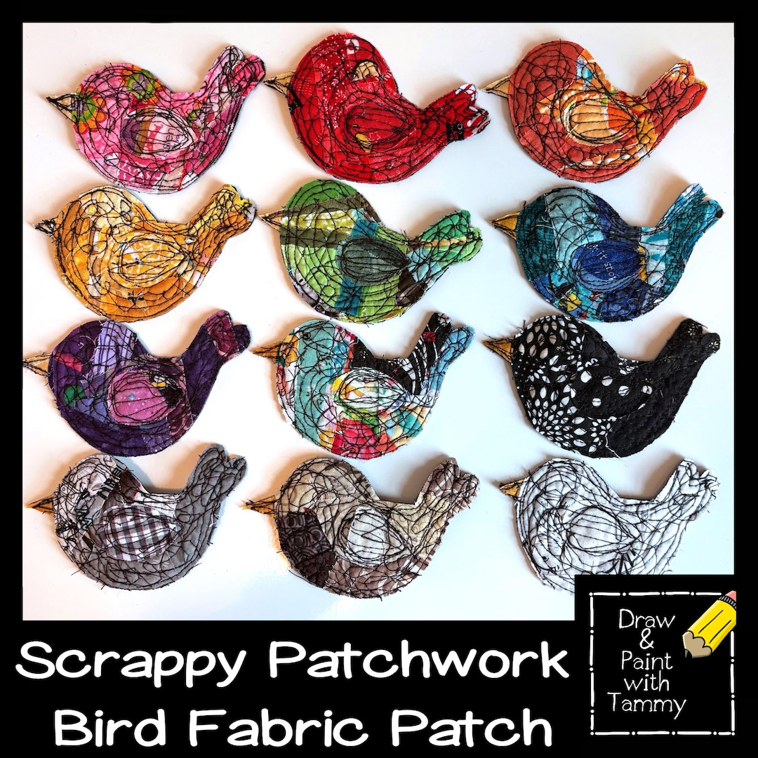 Scrappy Patchwork Bird Fabric Patch Sew-on or Iron-on Option - Etsy