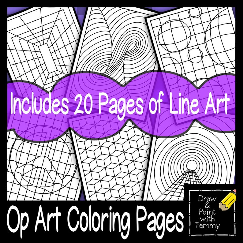 Printable Op Art Coloring Pages: 40 Optical Illusion Designs (digital ...