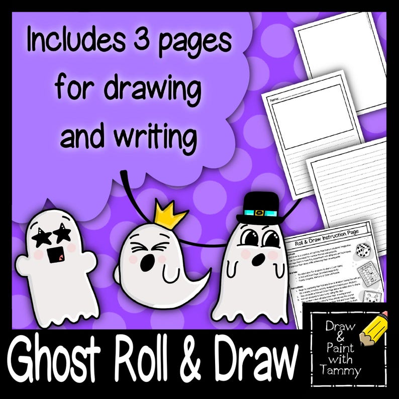 Halloween Ghost Roll and Draw Game: Art Activity, Sub Lesson (printable ...