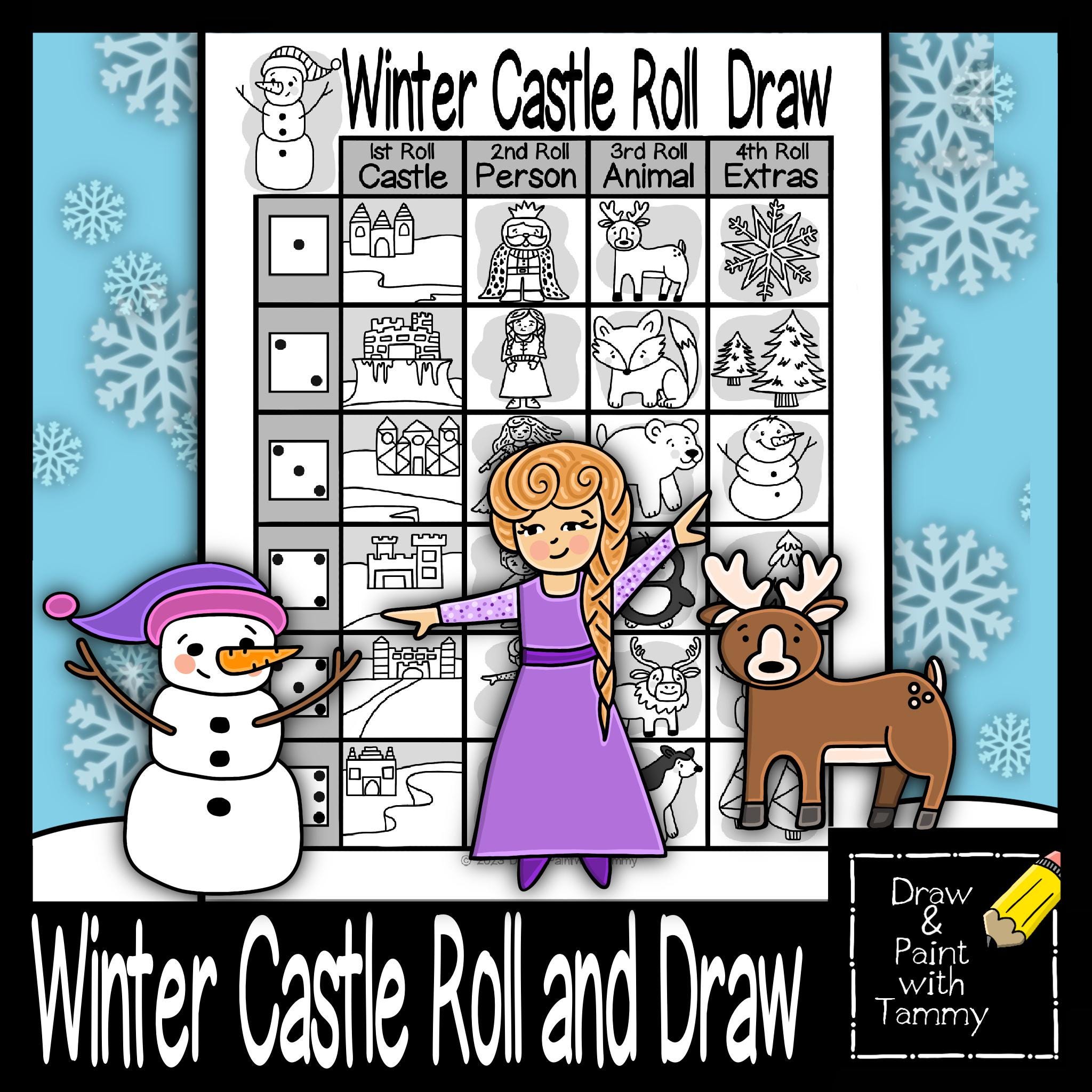 Roll a Winter Castle Roll and Draw Christmas Castle Art Game Elementary ...