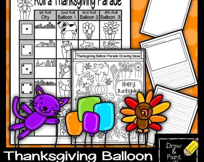 Roll a Thanksgiving Day Balloon Parade Roll and Draw Art Writing Sub ...