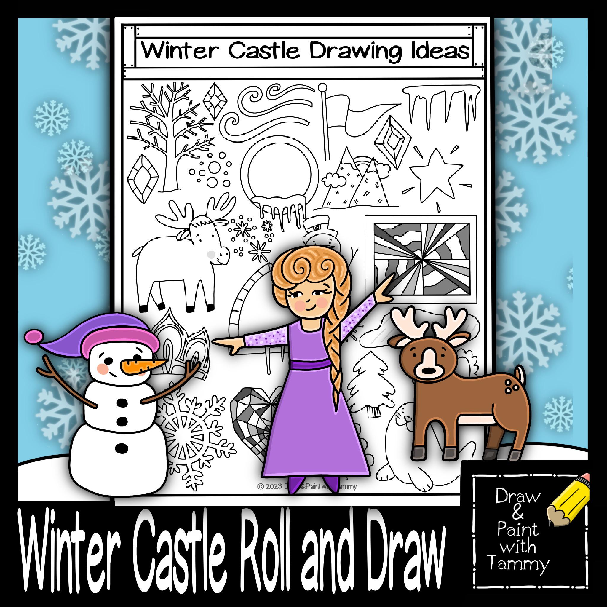 Roll a Winter Castle Roll and Draw Christmas Castle Art Game Elementary ...