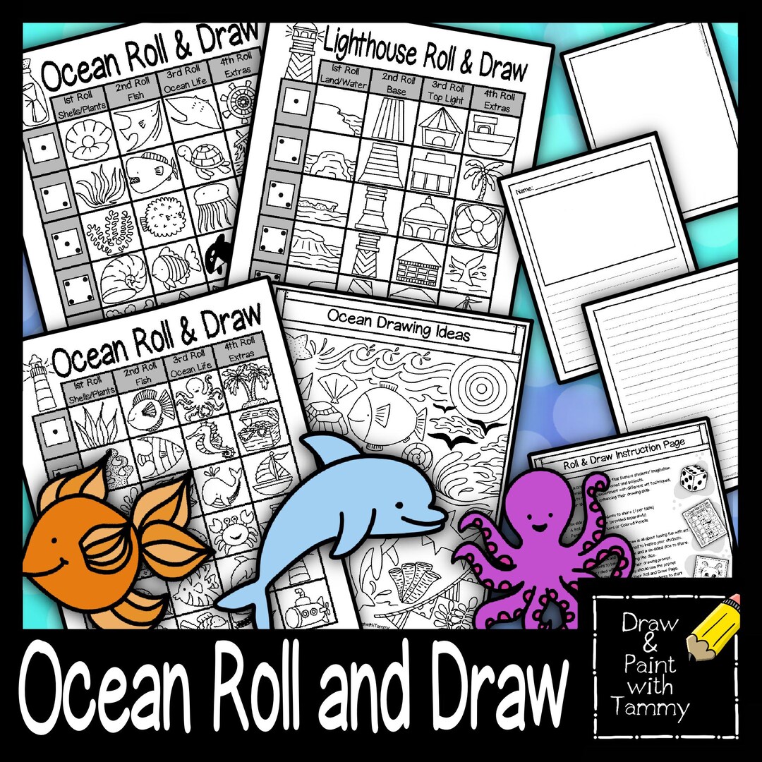 Roll an Ocean Theme Art Game Set Including a Lighthouse Roll and Draw ...