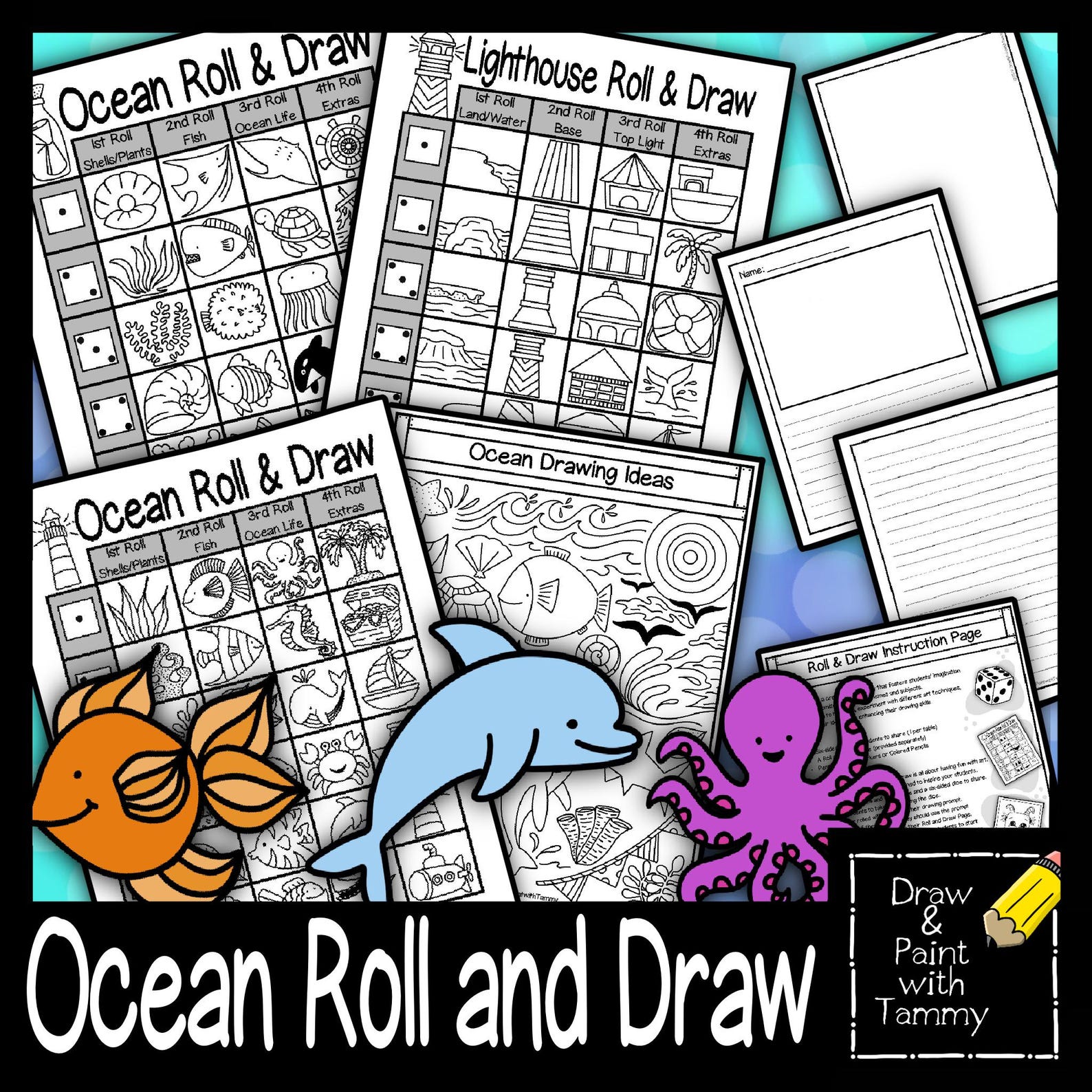 Ocean Theme Roll and Draw Art Game: Lighthouse Printable (PDF) - Etsy