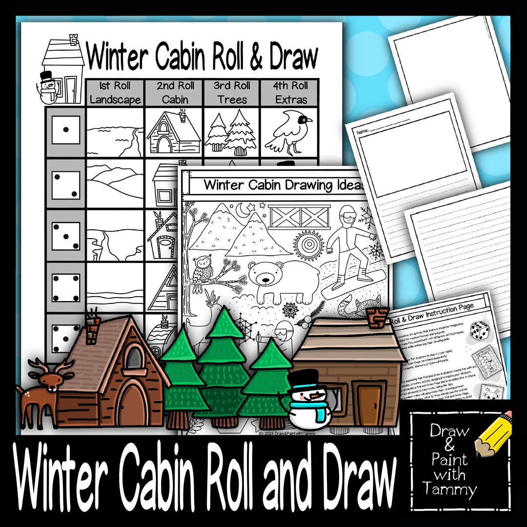 Roll a Winter Cabin Winter Roll and Draw Printable Christmas Art ...