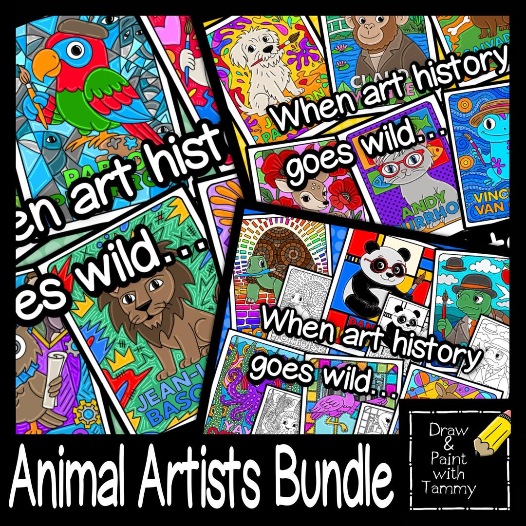 Punny Artist Animals Poster & Coloring Page Bundle: Art History for ...