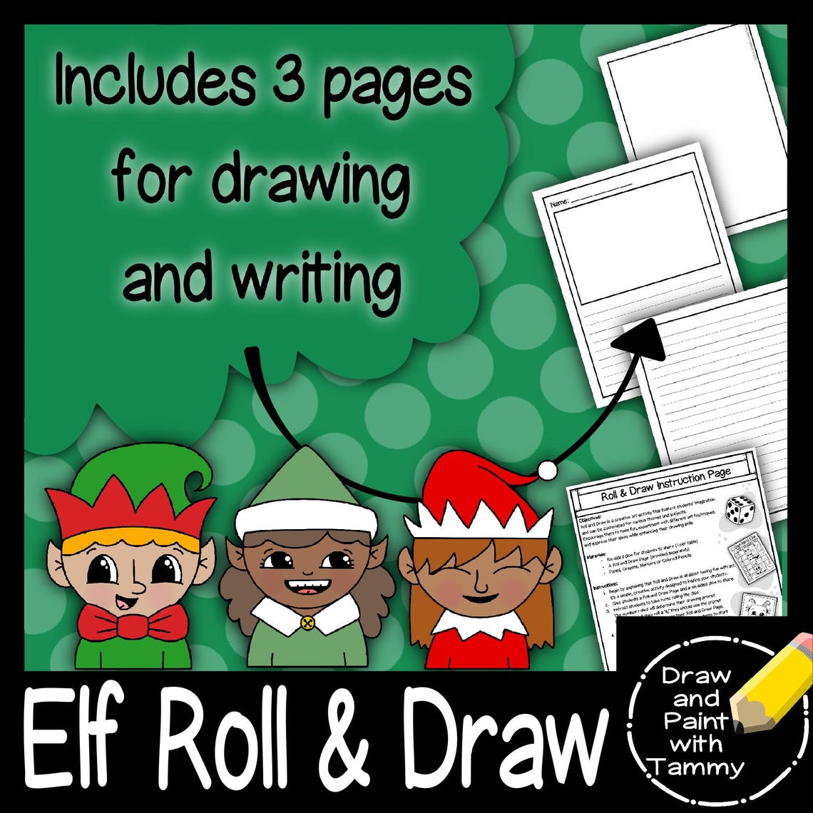 Roll an Elf A Christmas Elf Roll and Draw Art Game Art Sub Activity for ...