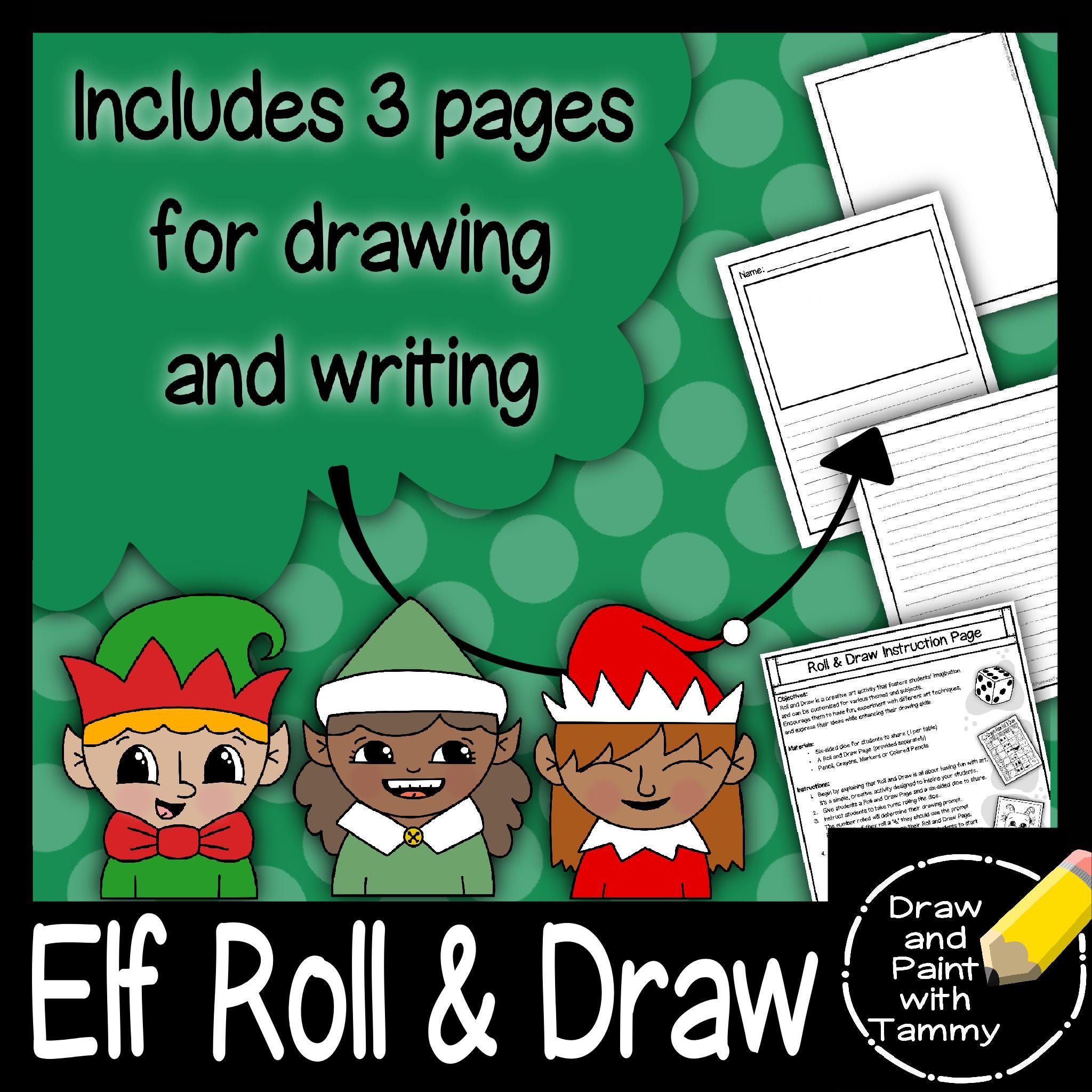 Roll an Elf A Christmas Elf Roll and Draw Art Game Art Sub Activity for ...