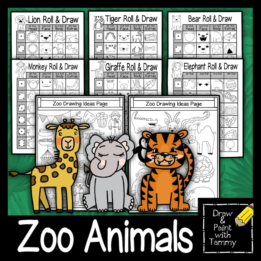 Roll a Zoo Animal Drawing Game: Art Activity Bundle (printable) - Etsy