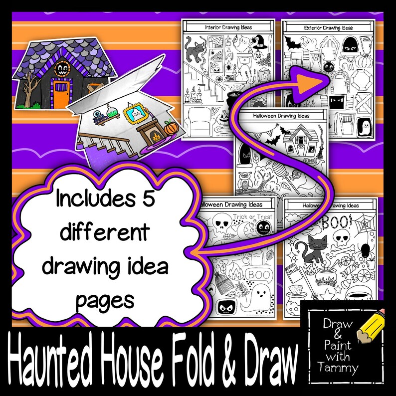 Printable Design a Haunted House Fold and Draw Halloween Art Activity ...