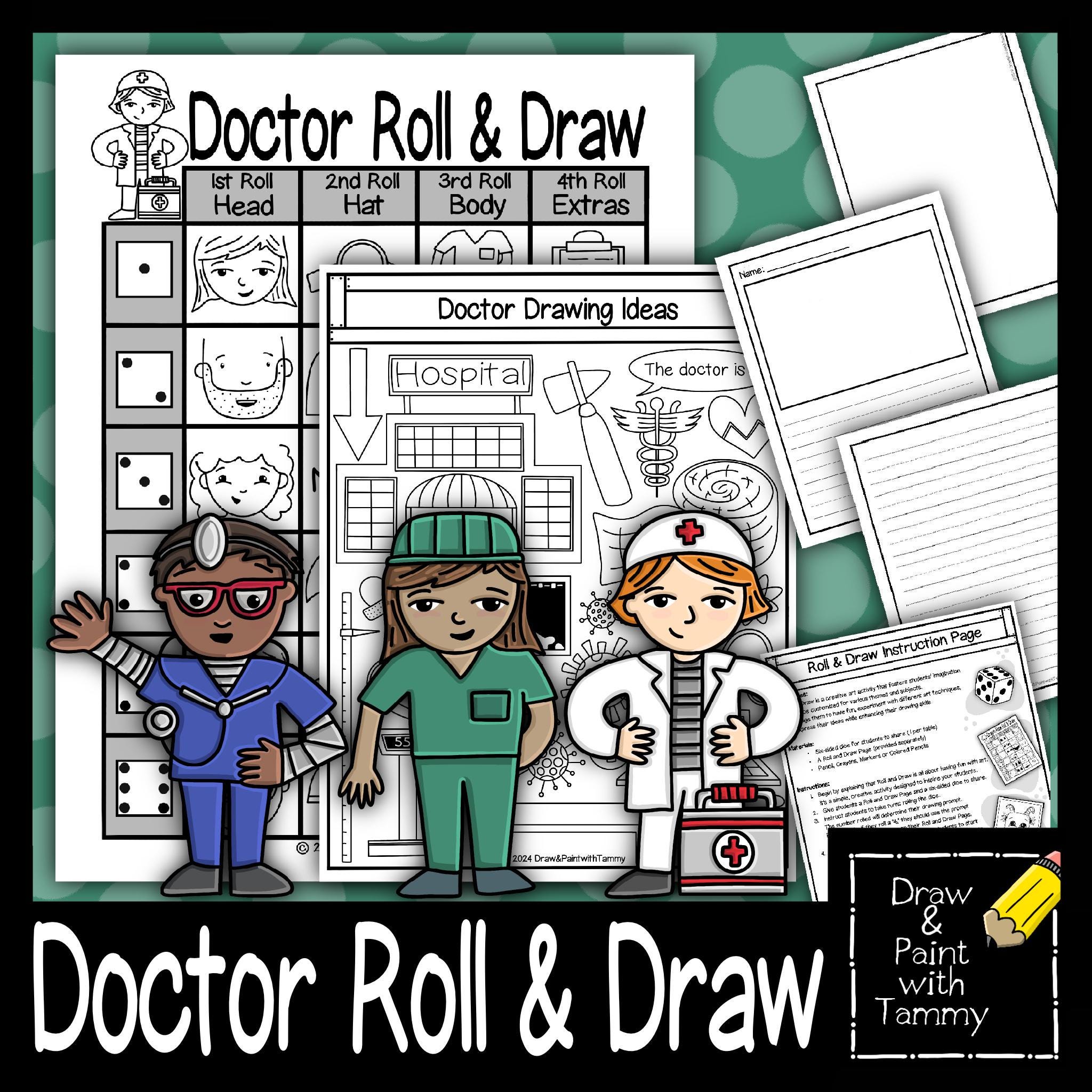 Roll a Community Helper Roll and Draw Art Game Bundle Sub Lesson With ...