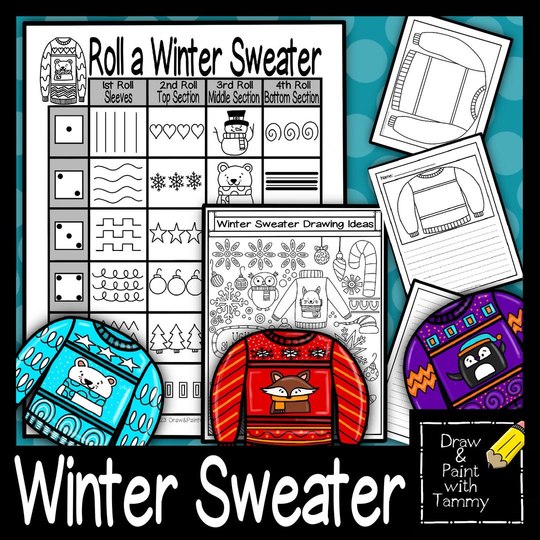 Roll a Winter Sweater Roll and Draw Fun Ugly Sweater Christmas ...