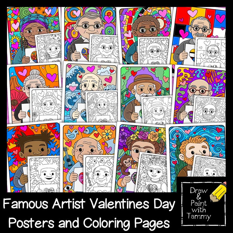 Artist Inspired Valentine’s Day Posters and Coloring Pages Art Bulletin ...