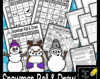 Roll a Snowman Winter Art Game, Printable Christmas Craft (PDF) - Etsy