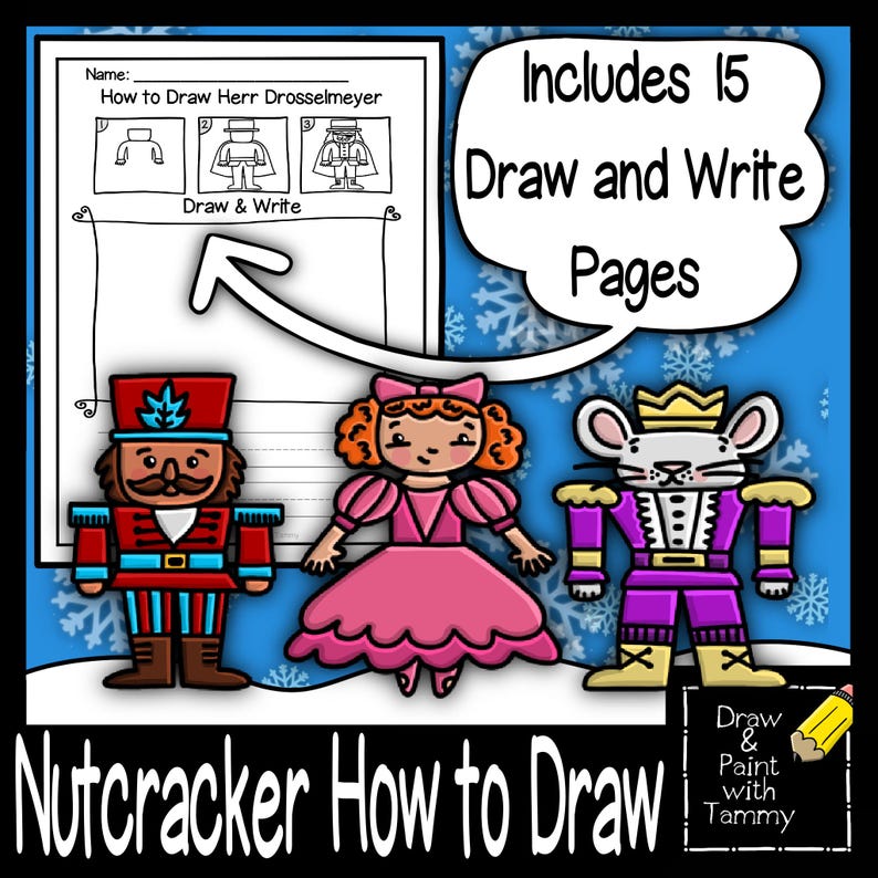 How to Draw Nutcracker Ballet Christmas Draw and Write Winter Craft ...