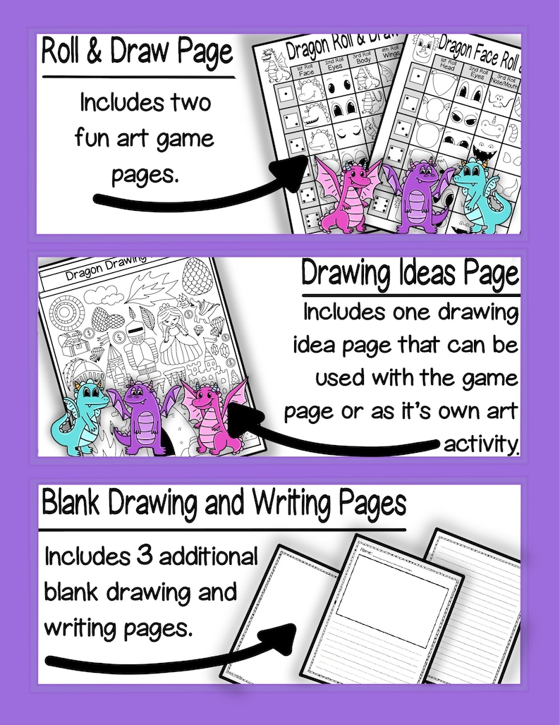 Dragon Roll and Draw Art Game: Kids' Drawing Activity - Etsy