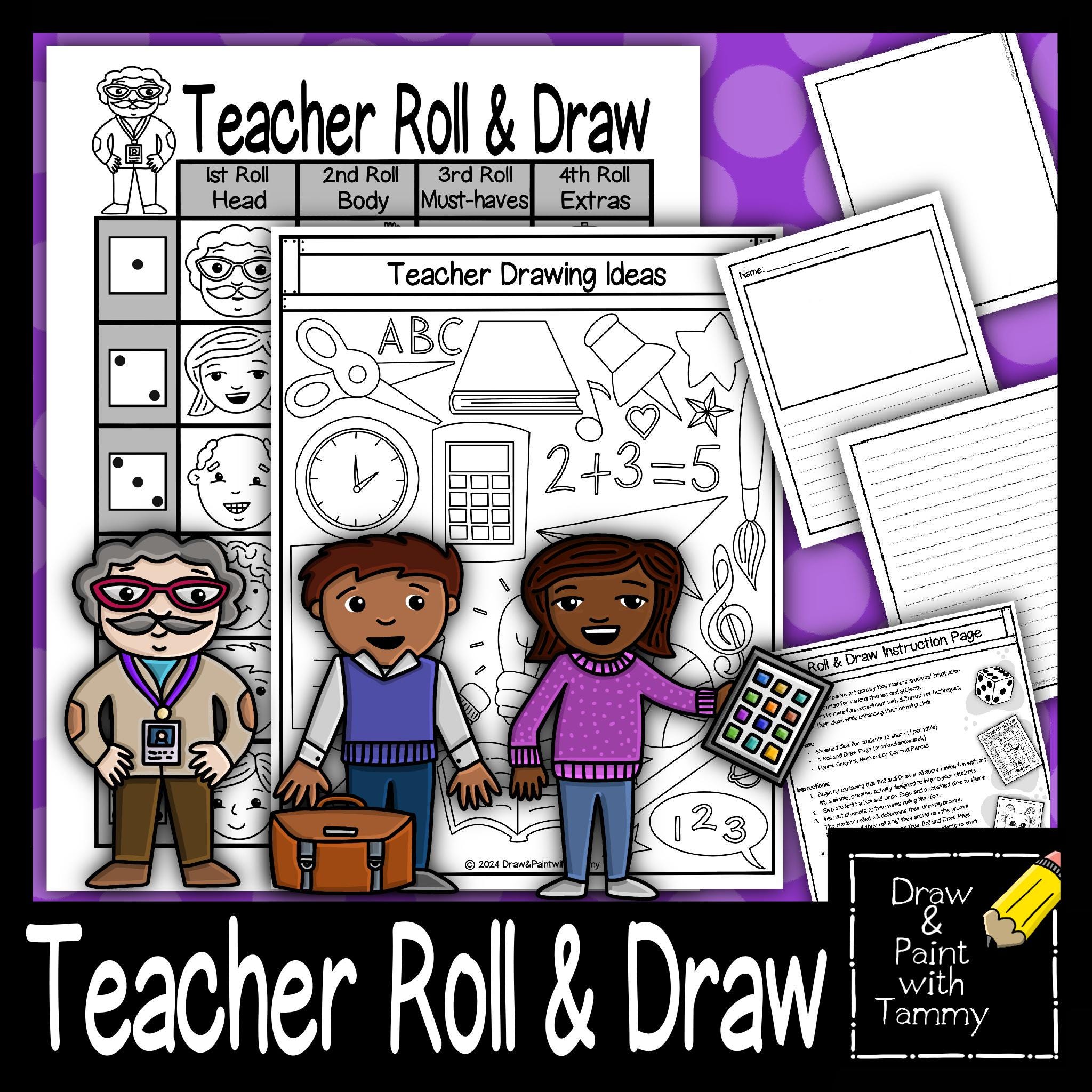Roll a Community Helper Roll and Draw Art Game Bundle Sub Lesson With ...